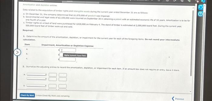 Solved Item Amortization and depletion entries Data related | Chegg.com