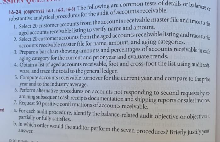 Solved substantive analytical procedures for the audit of | Chegg.com