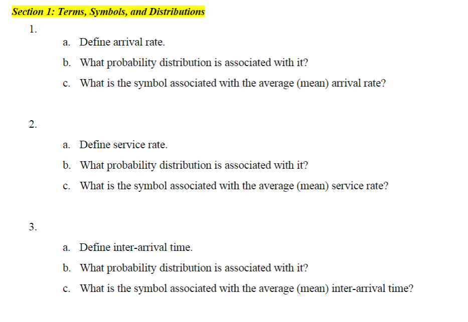 Solved Section 1: Terms, Symbols, and Distributionsa. | Chegg.com
