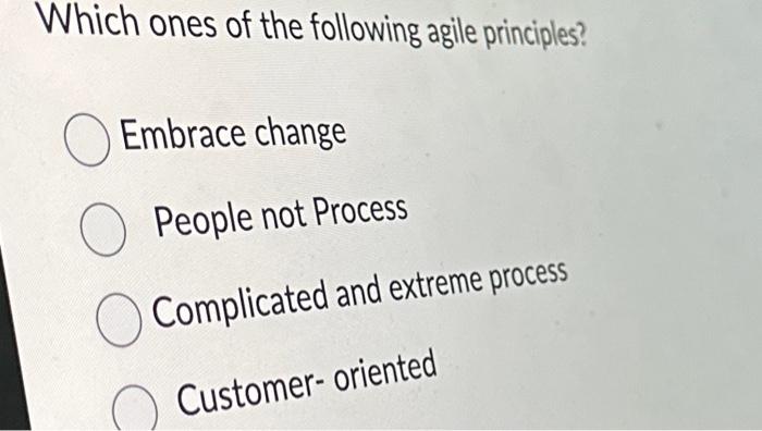 Solved Which ones of the following agile principles? Embrace | Chegg.com