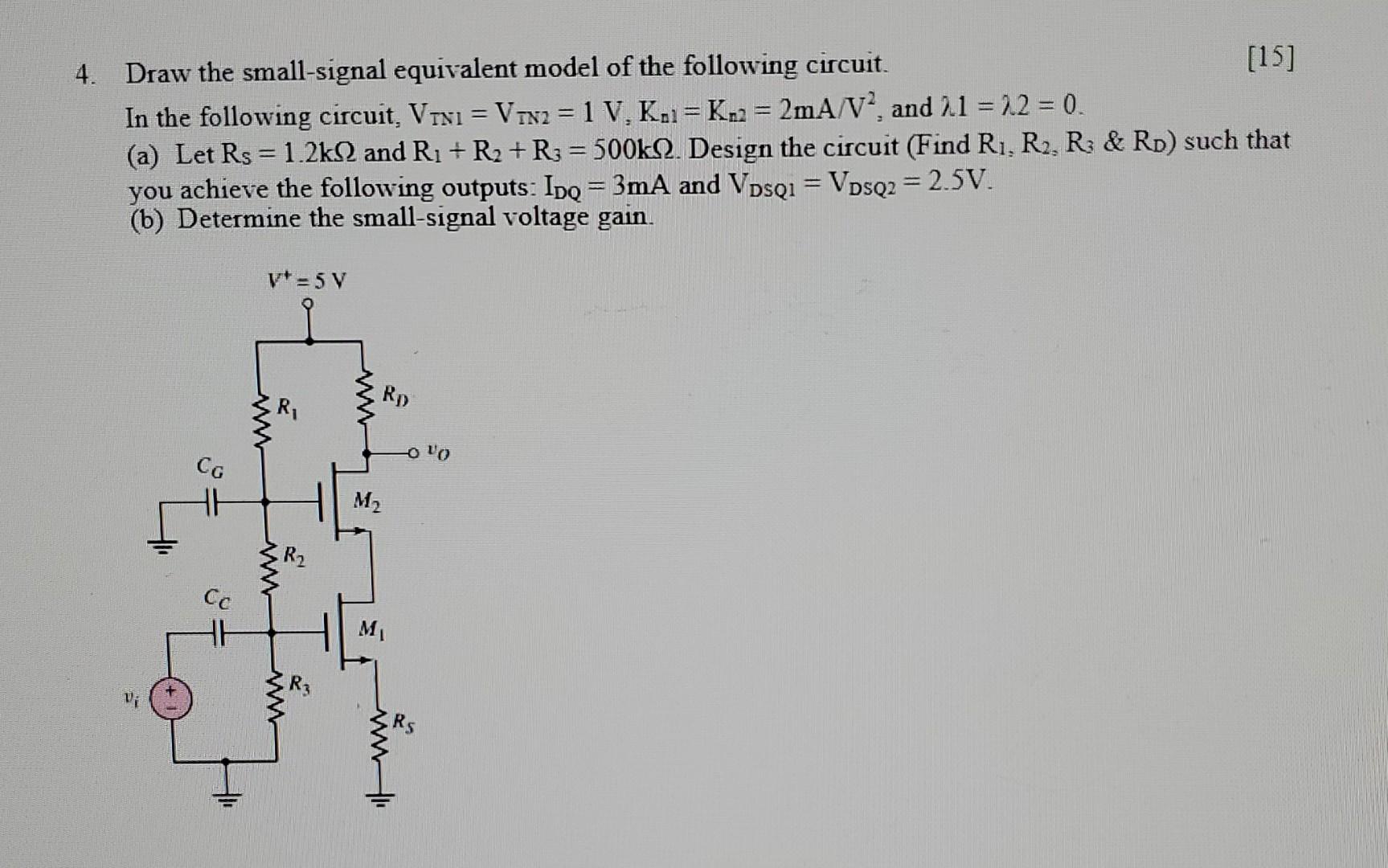 Solved 4. Draw the small-signal equivalent model of the | Chegg.com