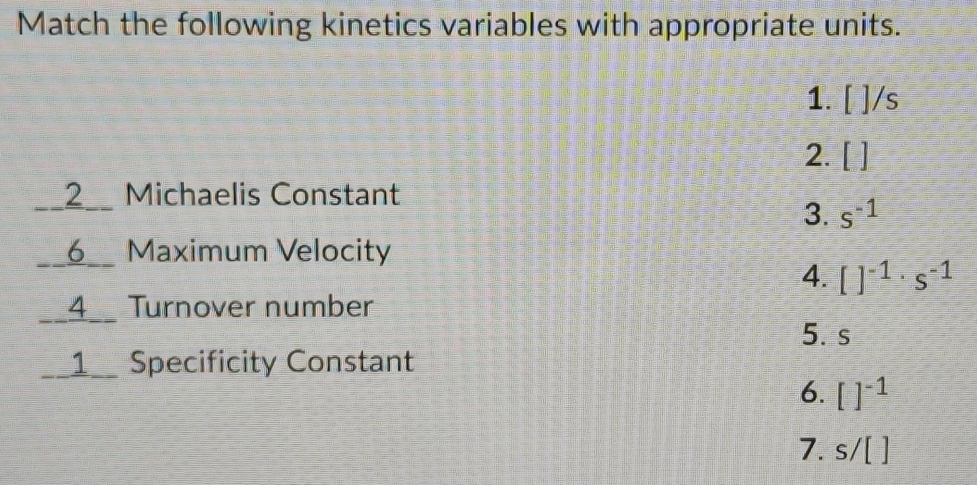Solved Match the following kinetics variables with | Chegg.com
