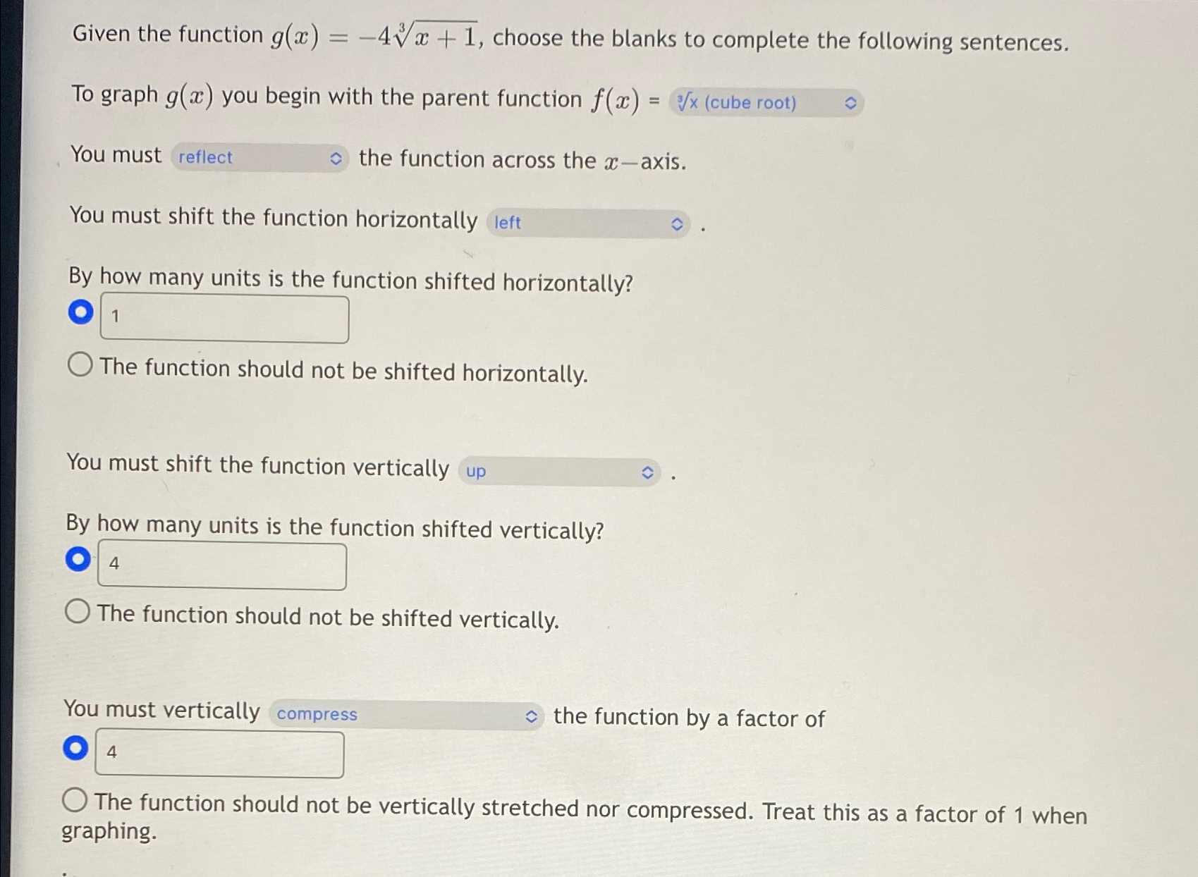 Solved Given the function g(x)=-4x+13, ﻿choose the blanks to | Chegg.com