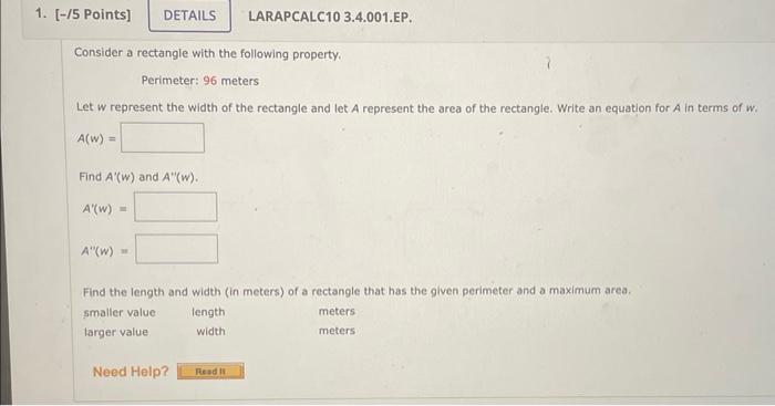 Solved Consider a rectangle with the following property. | Chegg.com