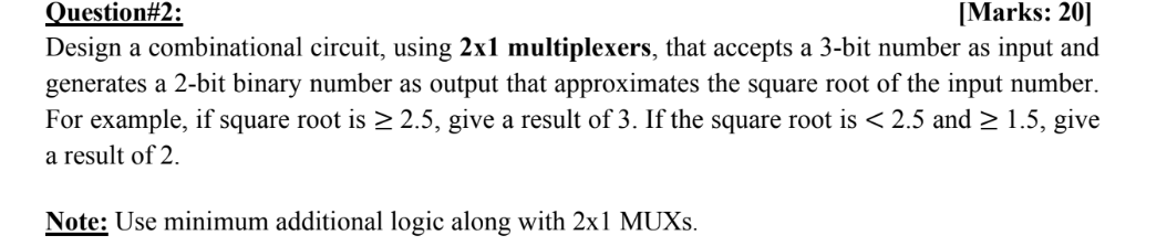 Solved Design a combinational circuit, using 2x1 | Chegg.com