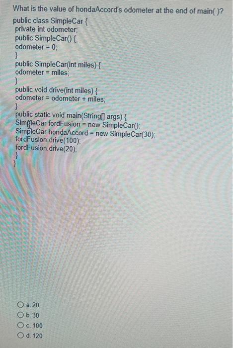 Solved What is the value of honda Accord's odometer at the | Chegg.com
