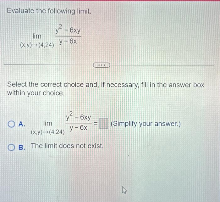 Solved Evaluate the following limit. | Chegg.com