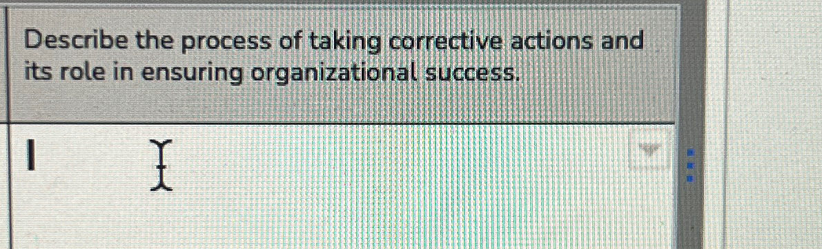 Solved Describe the process of taking corrective actions and | Chegg.com