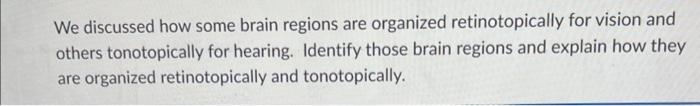 Solved We discussed how some brain regions are organized | Chegg.com