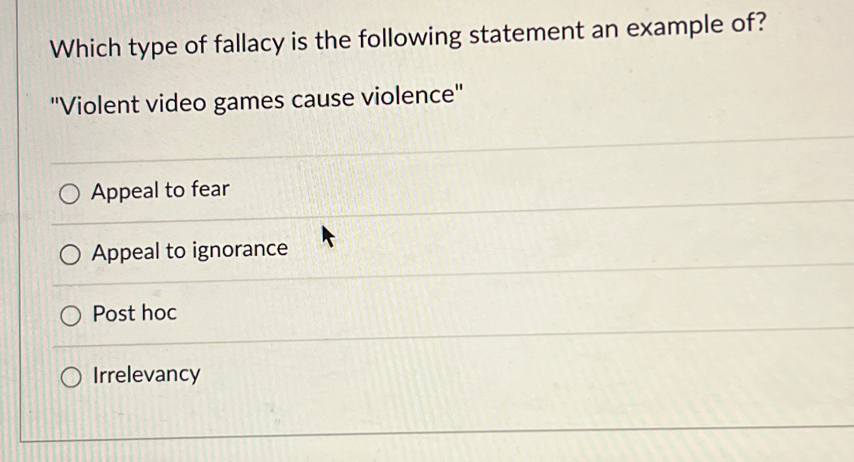 Solved Which type of fallacy is the following statement an | Chegg.com