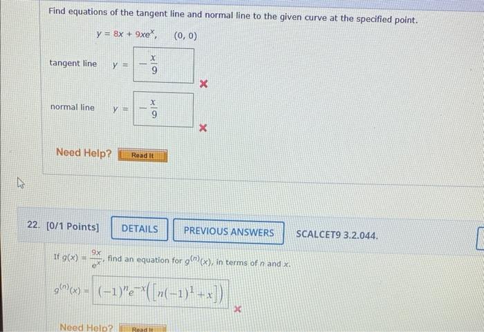 Solved Find Equations Of The Tangent Line And Normal Line To
