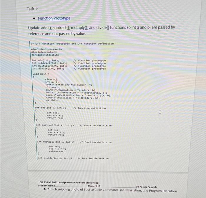 Solved Function Prototype Update add (), subtract(), | Chegg.com