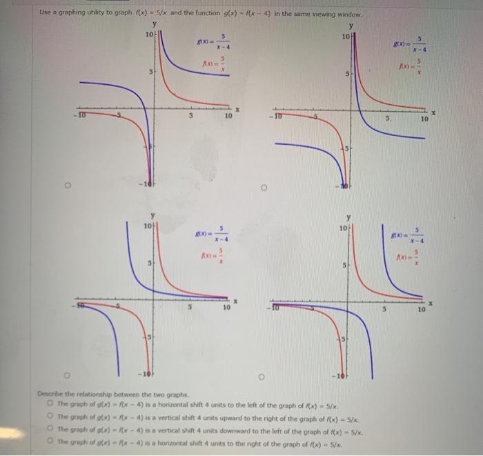 Solved Use a graphing utility to graph fx) - 5/x and the | Chegg.com