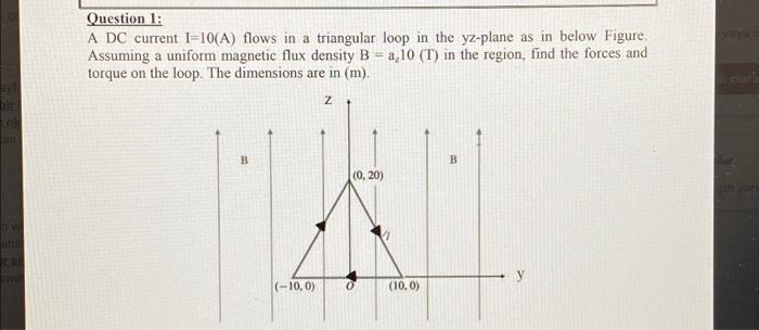 Solved Question 1: A DC current I=10( A) flows in a | Chegg.com