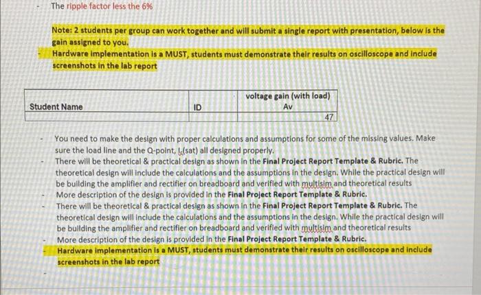 Solved Final Project Requirements Amplify and rectify AC | Chegg.com