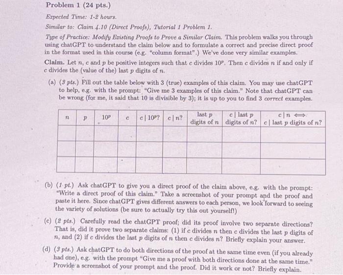 Solved Problem 1 (24 pts.) Expected Time: 1−2 hours. Similar | Chegg.com