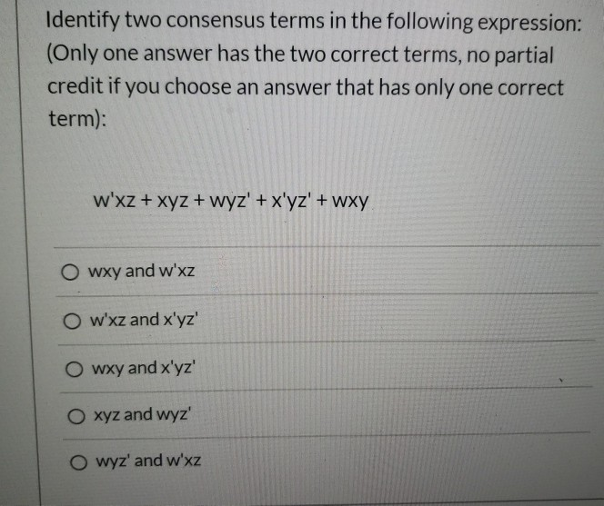 Solved Identify two consensus terms in the following | Chegg.com