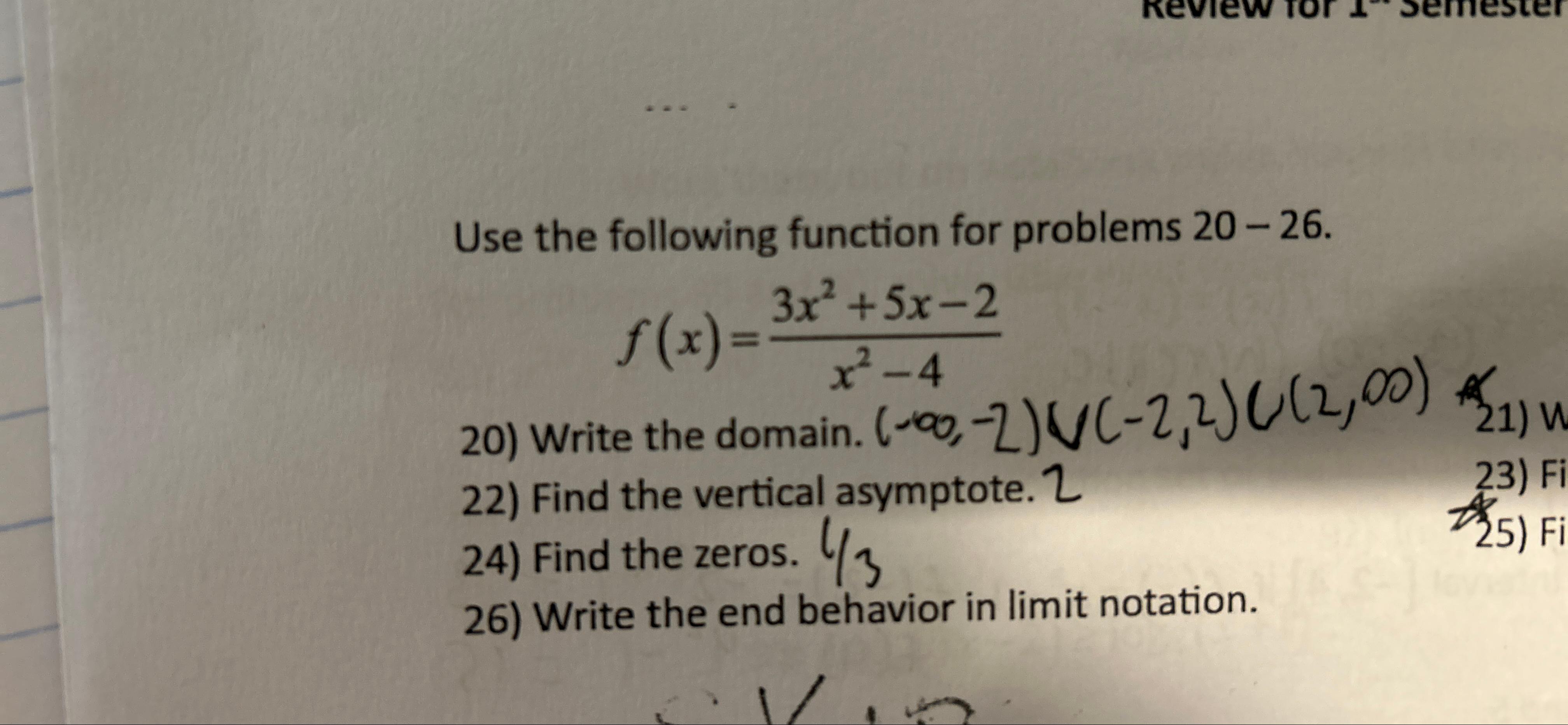 Solved f(x)=3x2+5x-2x2-4How to find range | Chegg.com