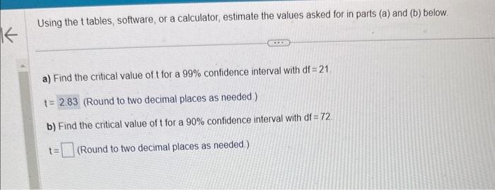 Solved Using the t tables, software, or a calculator, | Chegg.com