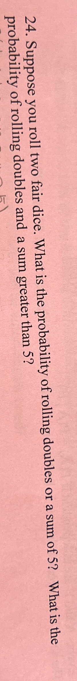 Solved Suppose you roll two fair dice. What is the | Chegg.com