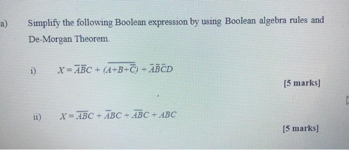 Solved a) Simplify the following Boolean expression by using | Chegg.com