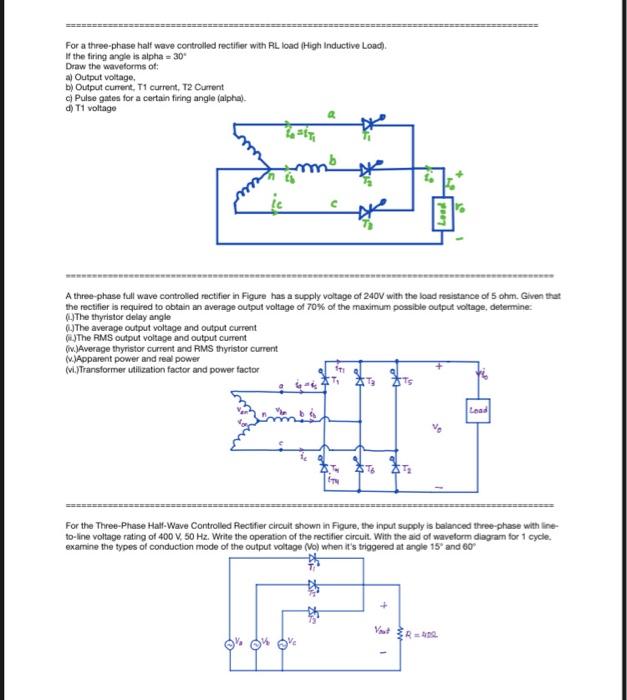 For a three-phase half wave controlled rectifier with | Chegg.com