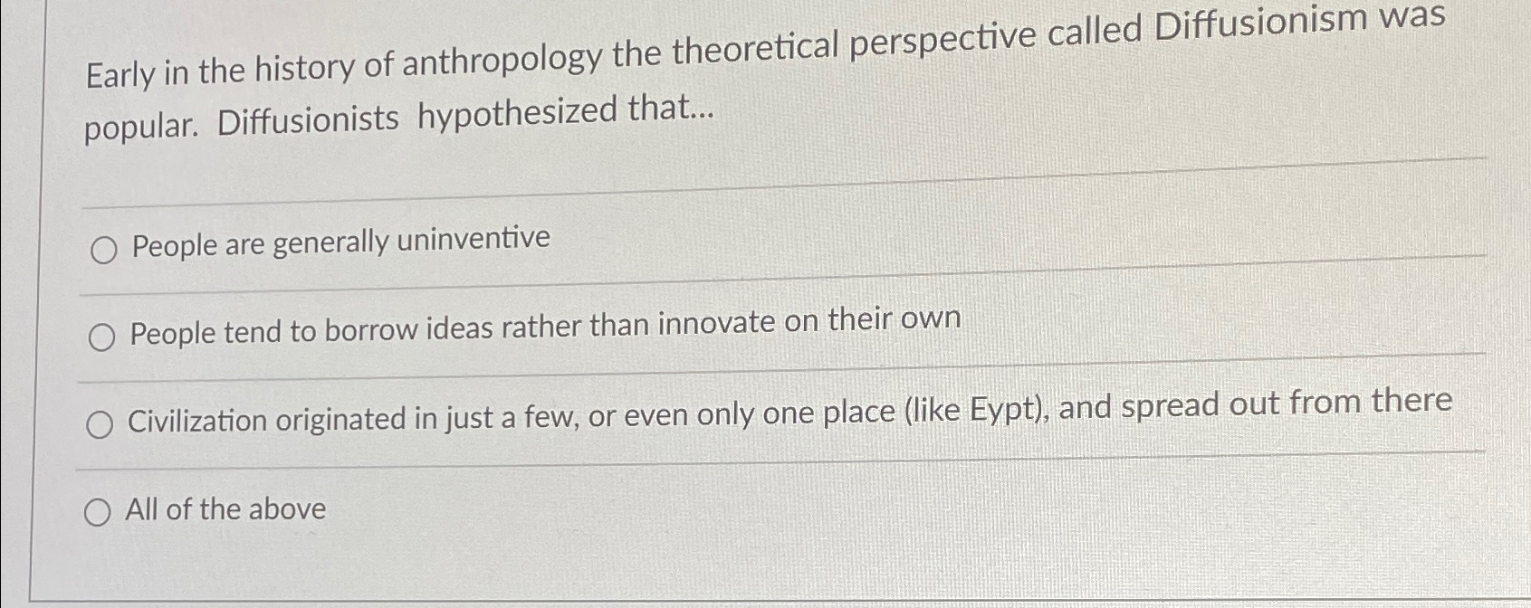 Solved Early in the history of anthropology the theoretical | Chegg.com