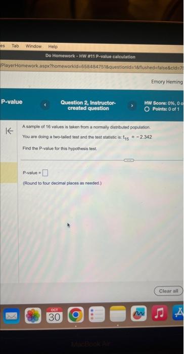 Solved A sample of 16 values is taken from a normaly | Chegg.com