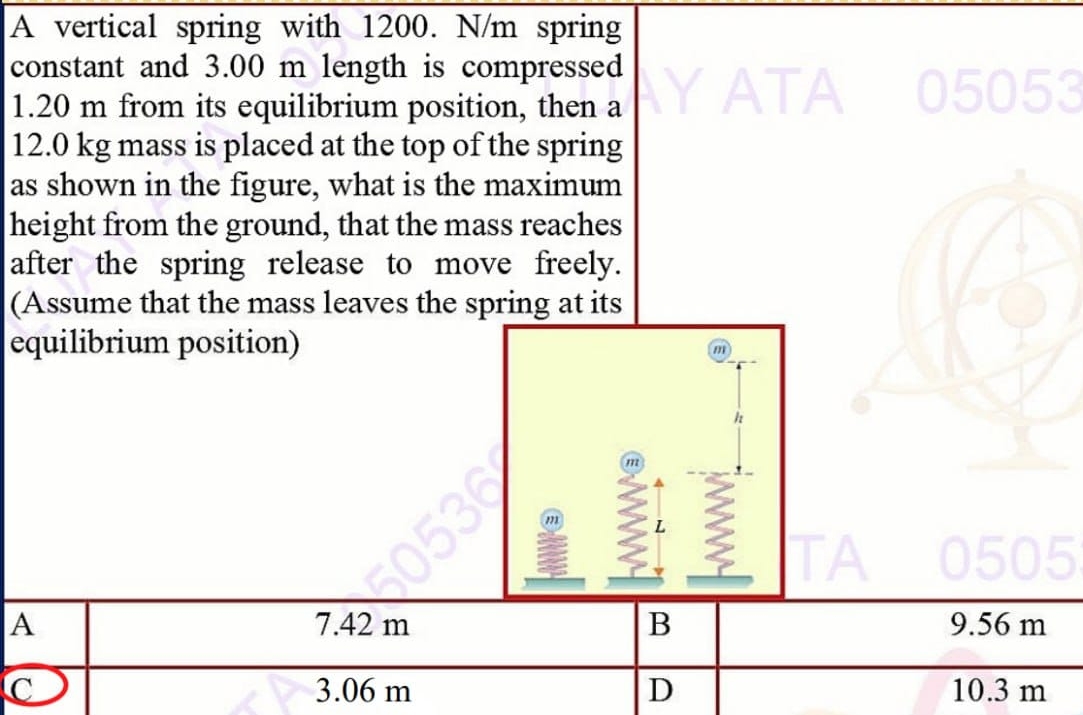 Solved A vertical spring with 1200.Nm ﻿spring constant and | Chegg.com