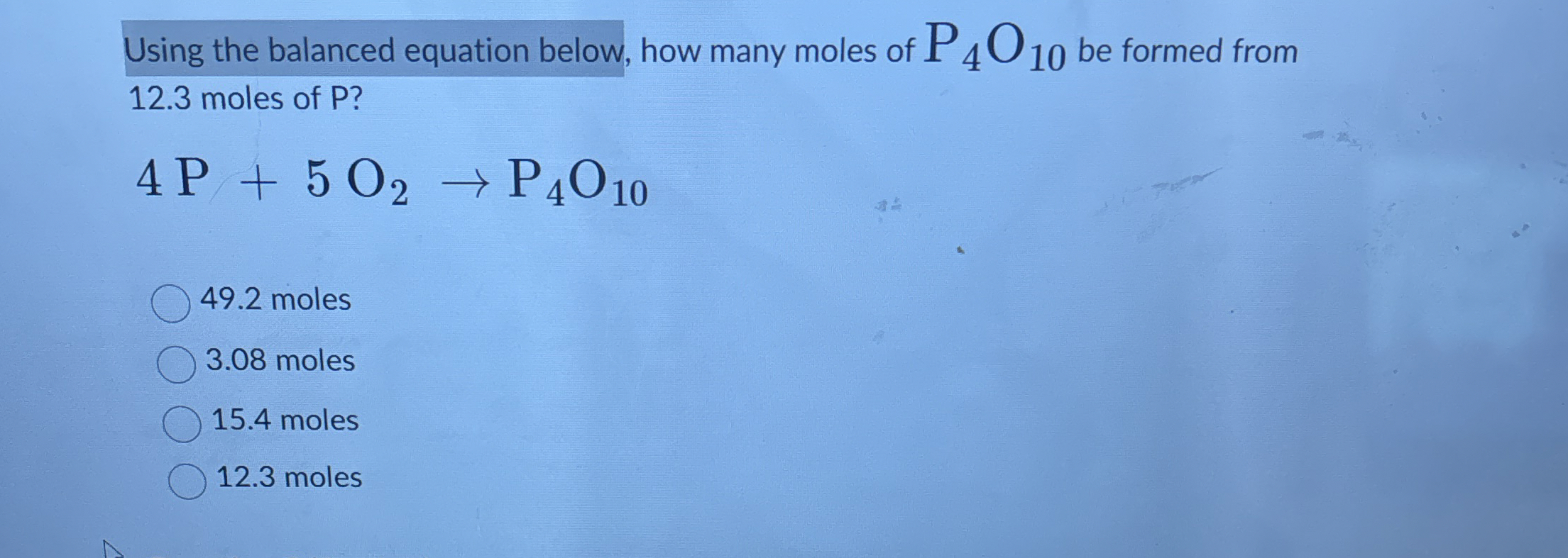 Solved Using the balanced equation below, how many moles of | Chegg.com