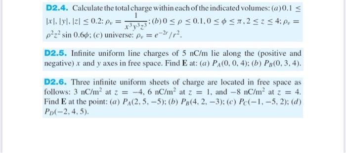 Solved D2.4. Calculate the total charge within each of the | Chegg.com