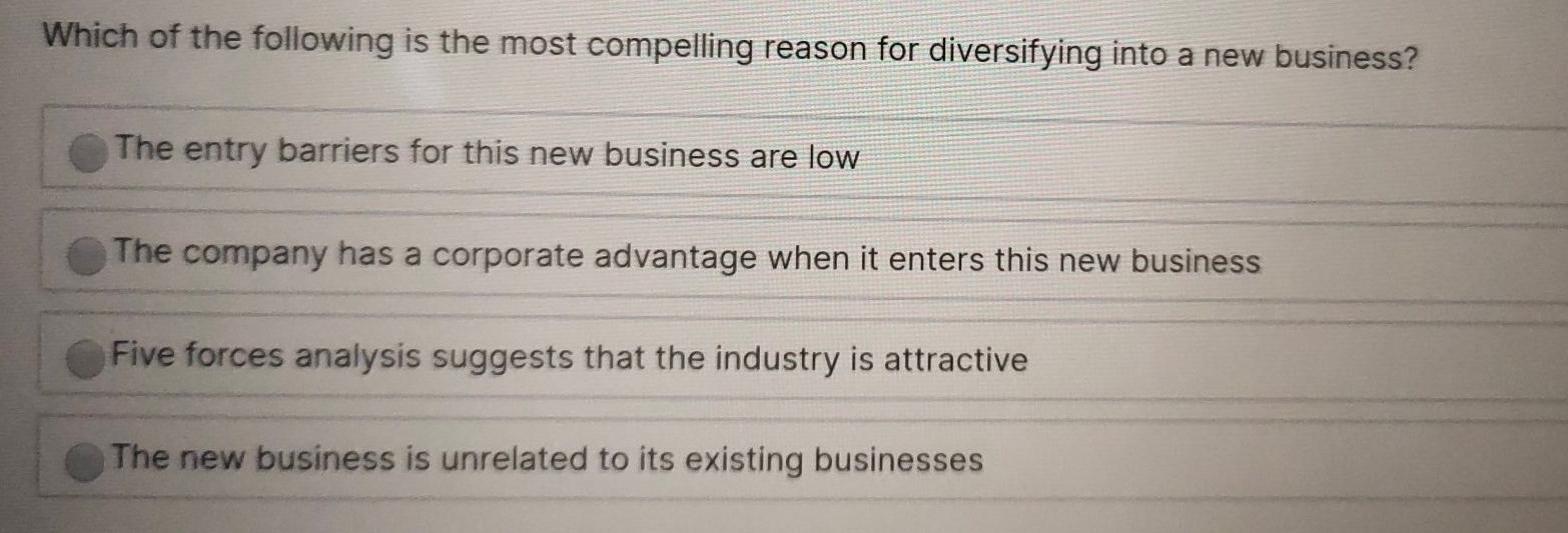 Solved which of the following is the most compelling reason | Chegg.com