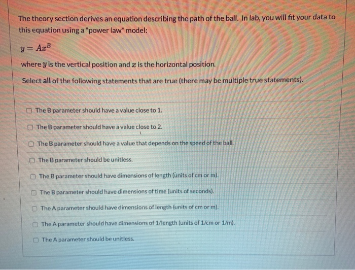 Solved The theory section derives an equation describing the | Chegg.com