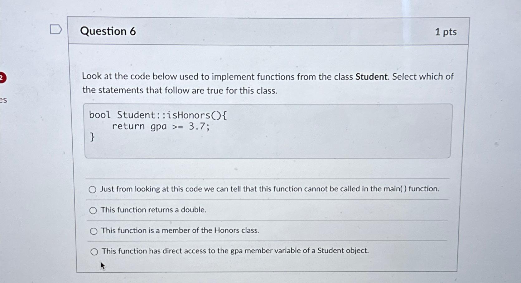 Solved Question 61 ﻿ptsLook at the code below used to | Chegg.com