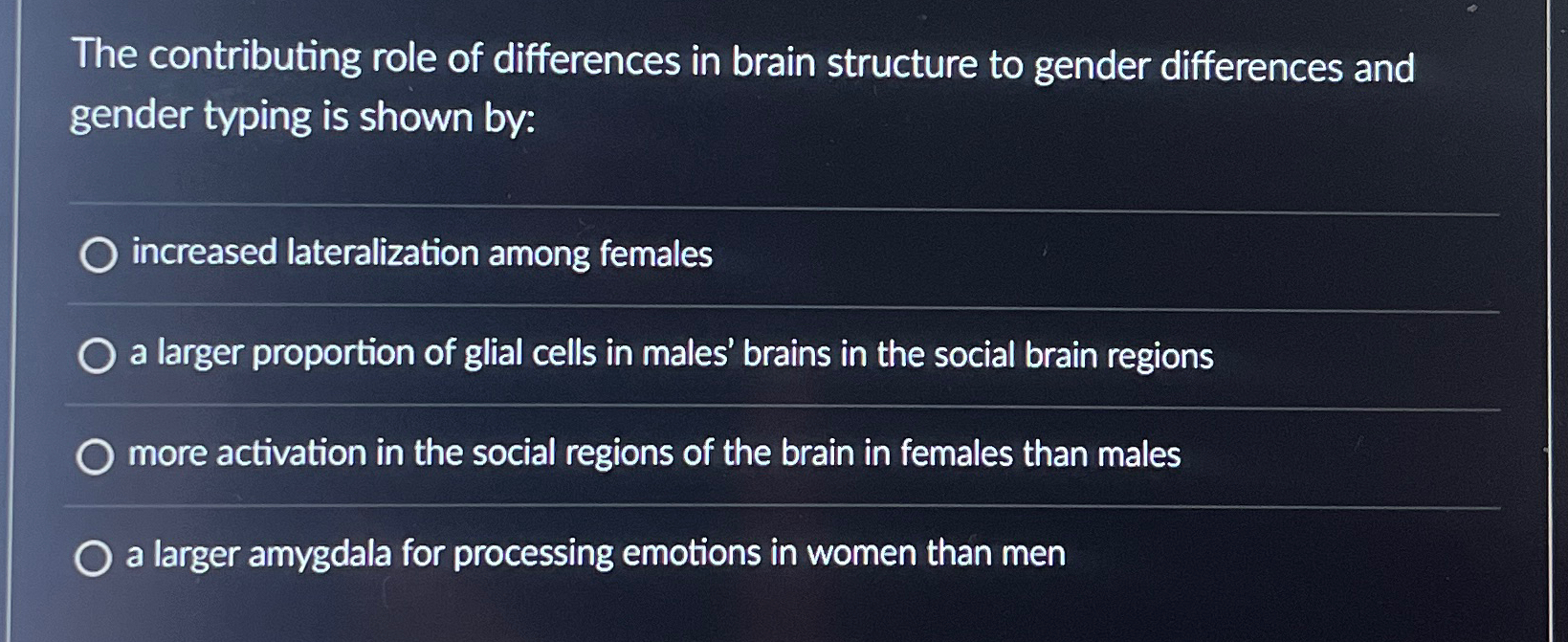 Solved The contributing role of differences in brain | Chegg.com