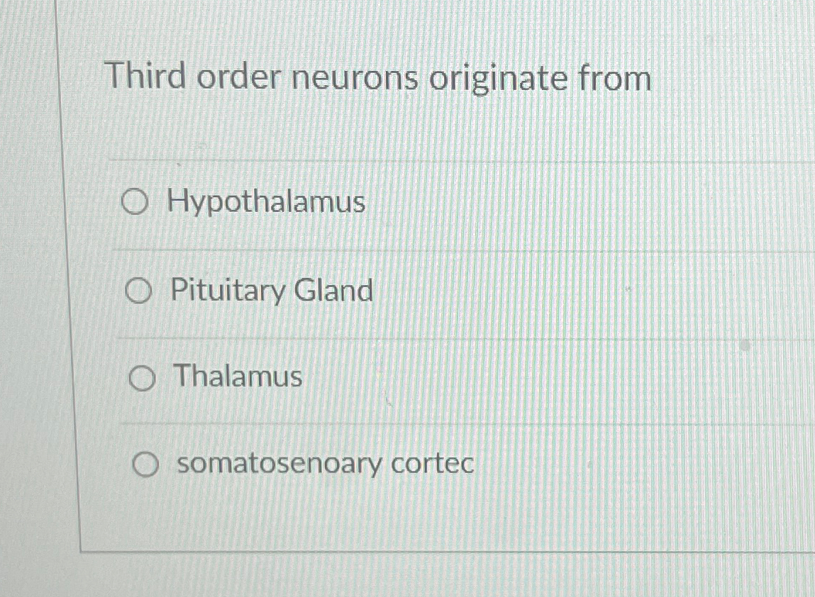 Solved Third order neurons originate | Chegg.com