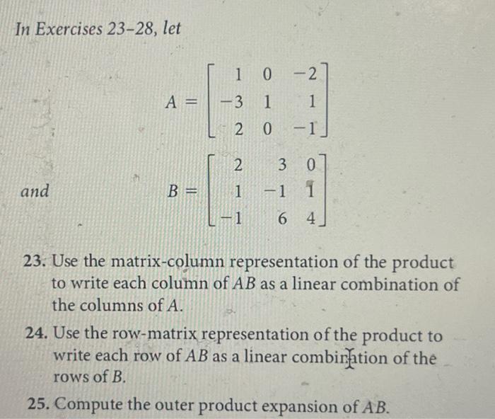Solved In Exercises 23-28, let | Chegg.com