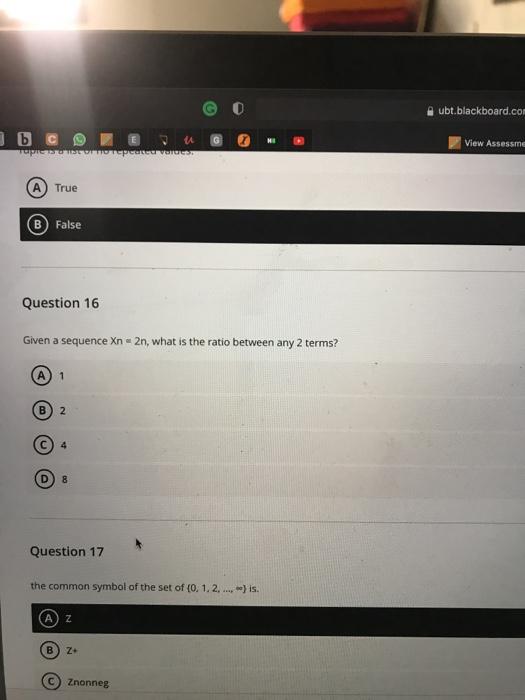 Solved ubt.blackboard.com 16 C View Assessme Compact VICE A | Chegg.com
