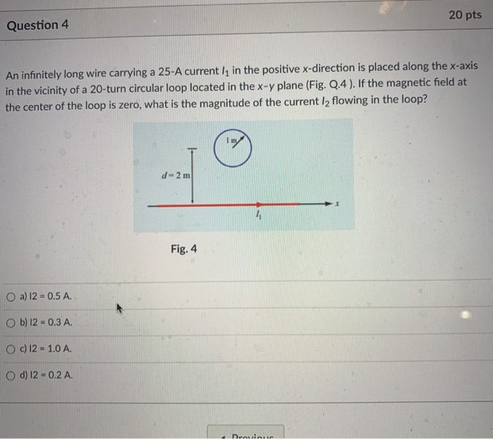 Solved 20 pts Question 4 An infinitely long wire carrying a | Chegg.com Solved 20 pts Question 4 An infinitely long wire carrying a | Chegg.com