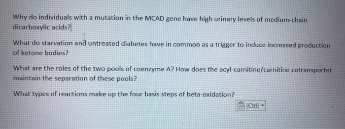 Why do individuals with a mutation in the MCAD gene | Chegg.com