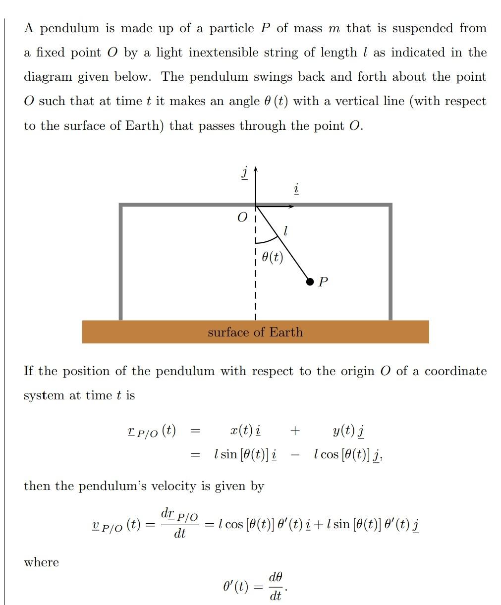 Solved A pendulum is made up of a particle P of mass m that | Chegg.com