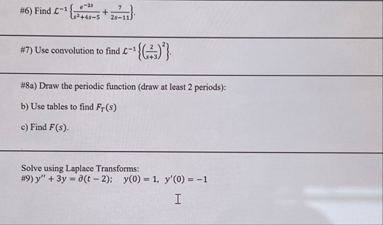 Solved #6) ﻿Find L-1{e-2ss2 4s-5 72s-11}.#7) ﻿Use | Chegg.com