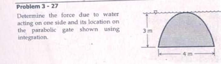 Solved Problem 3 - 27 Determine the force due to water | Chegg.com
