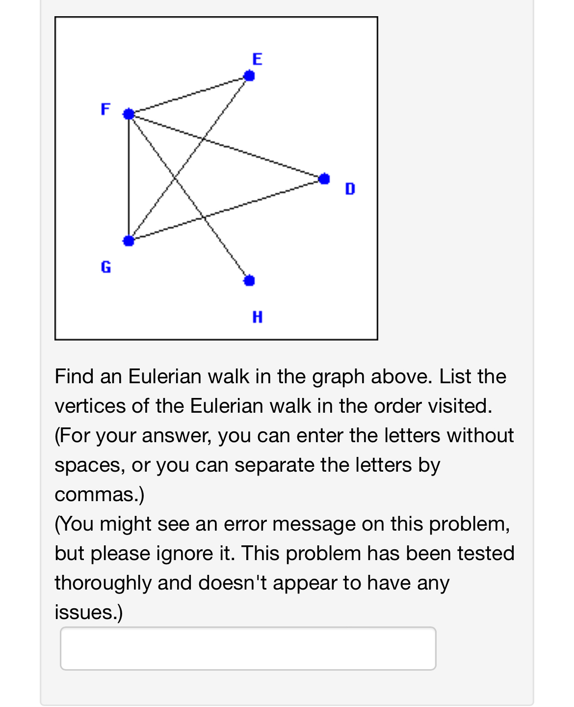 Solved Find an Eulerian walk in the graph above. List the | Chegg.com