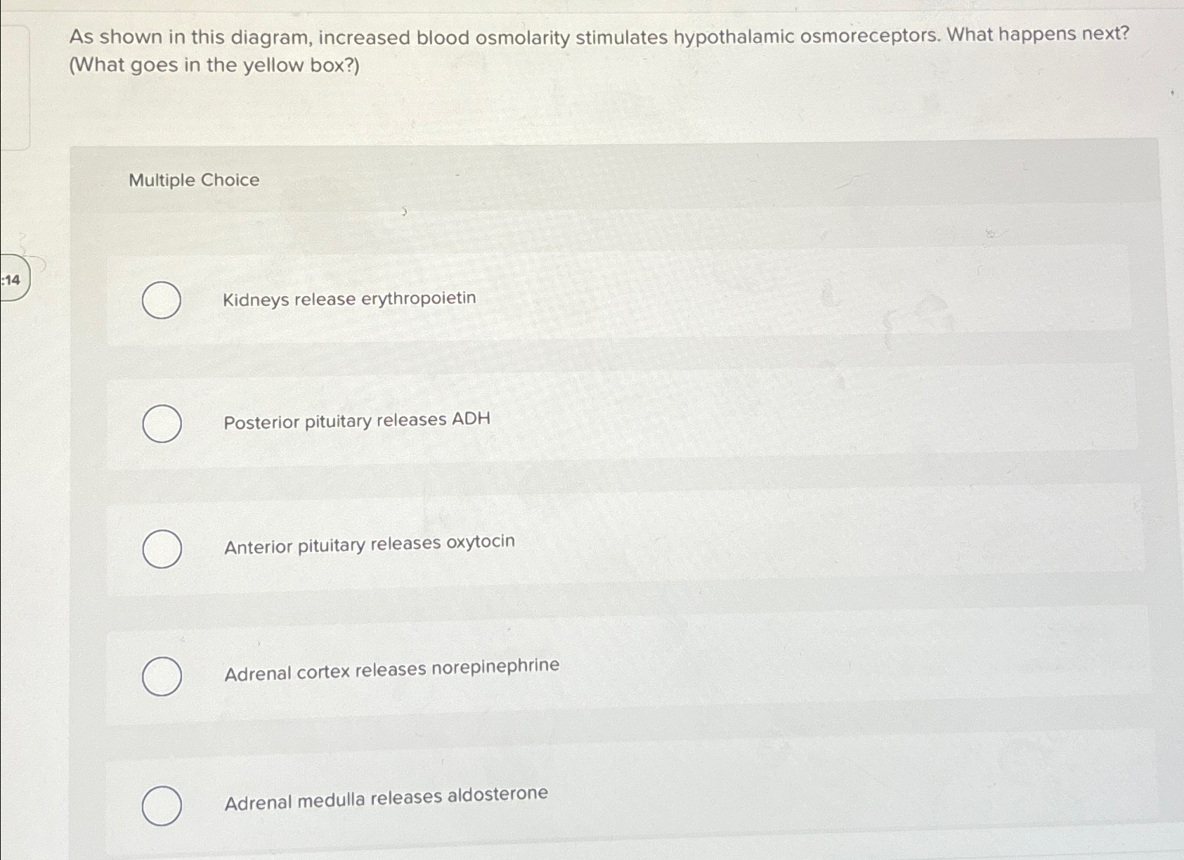Solved As shown in this diagram, increased blood osmolarity | Chegg.com