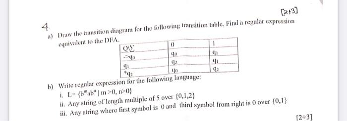 Solved a) Hraw the transition diagram for the following | Chegg.com