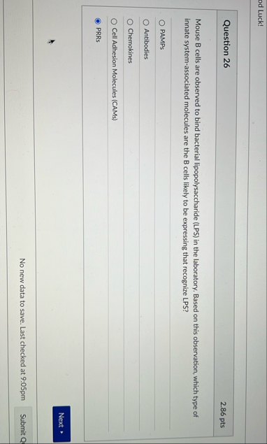 Solved od Luck!Question 262.86 ﻿ptsMouse B cells are | Chegg.com