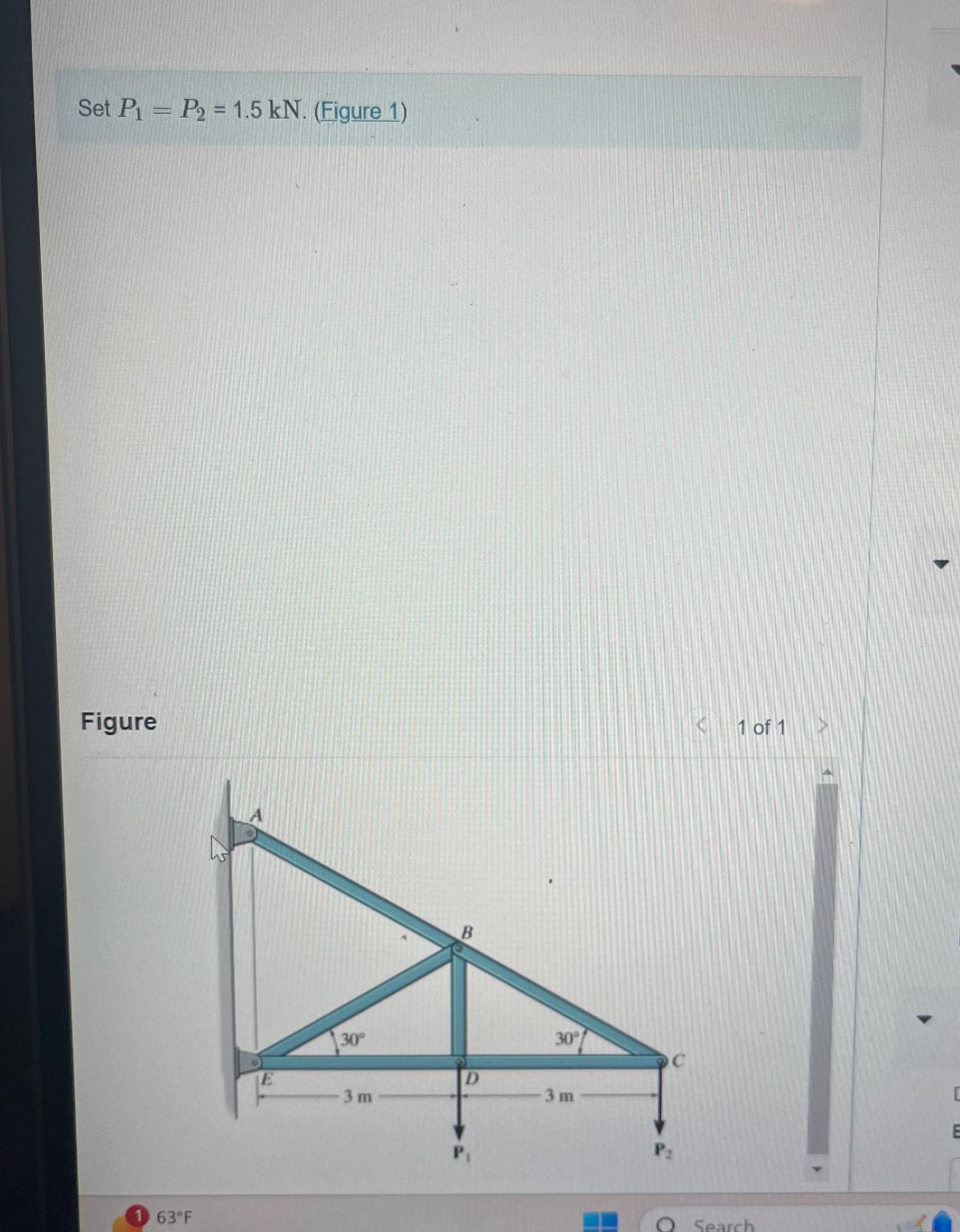 Solved Set P1=P2=1.5kN. (Figure 1)Figure1 ﻿of 1Part | Chegg.com
