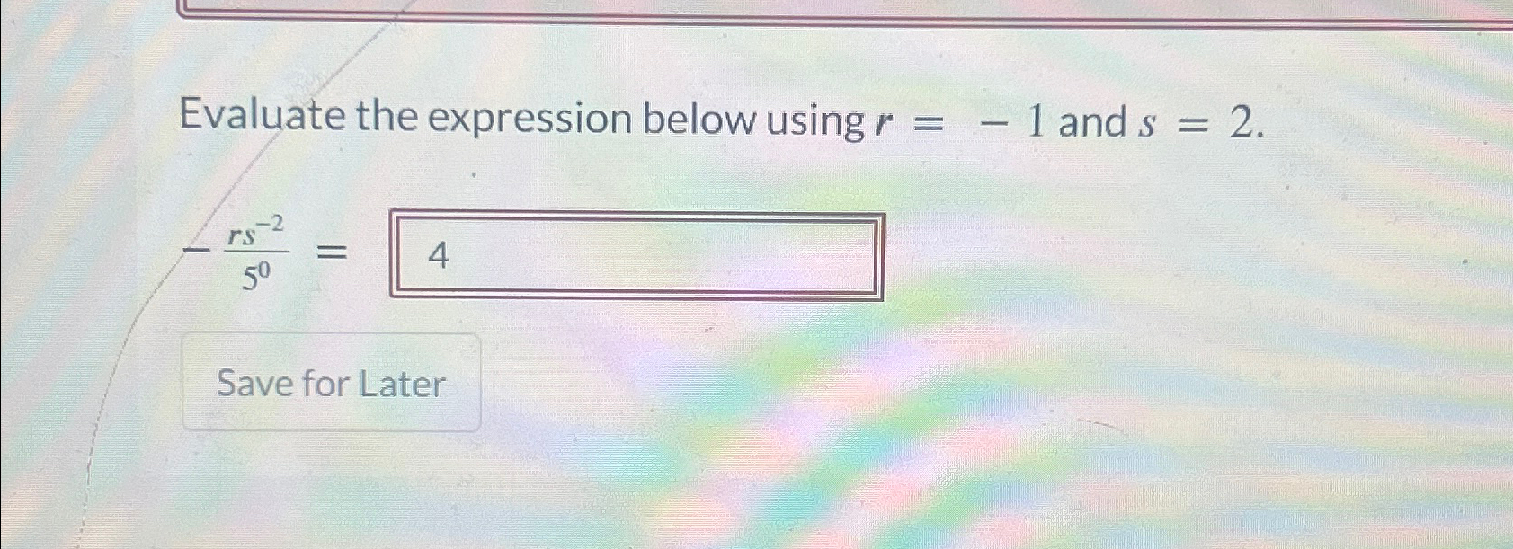 Solved Evaluate the expression below using r=-1 ﻿and | Chegg.com
