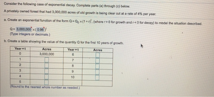Solved Consider the following case of exponential decay. | Chegg.com